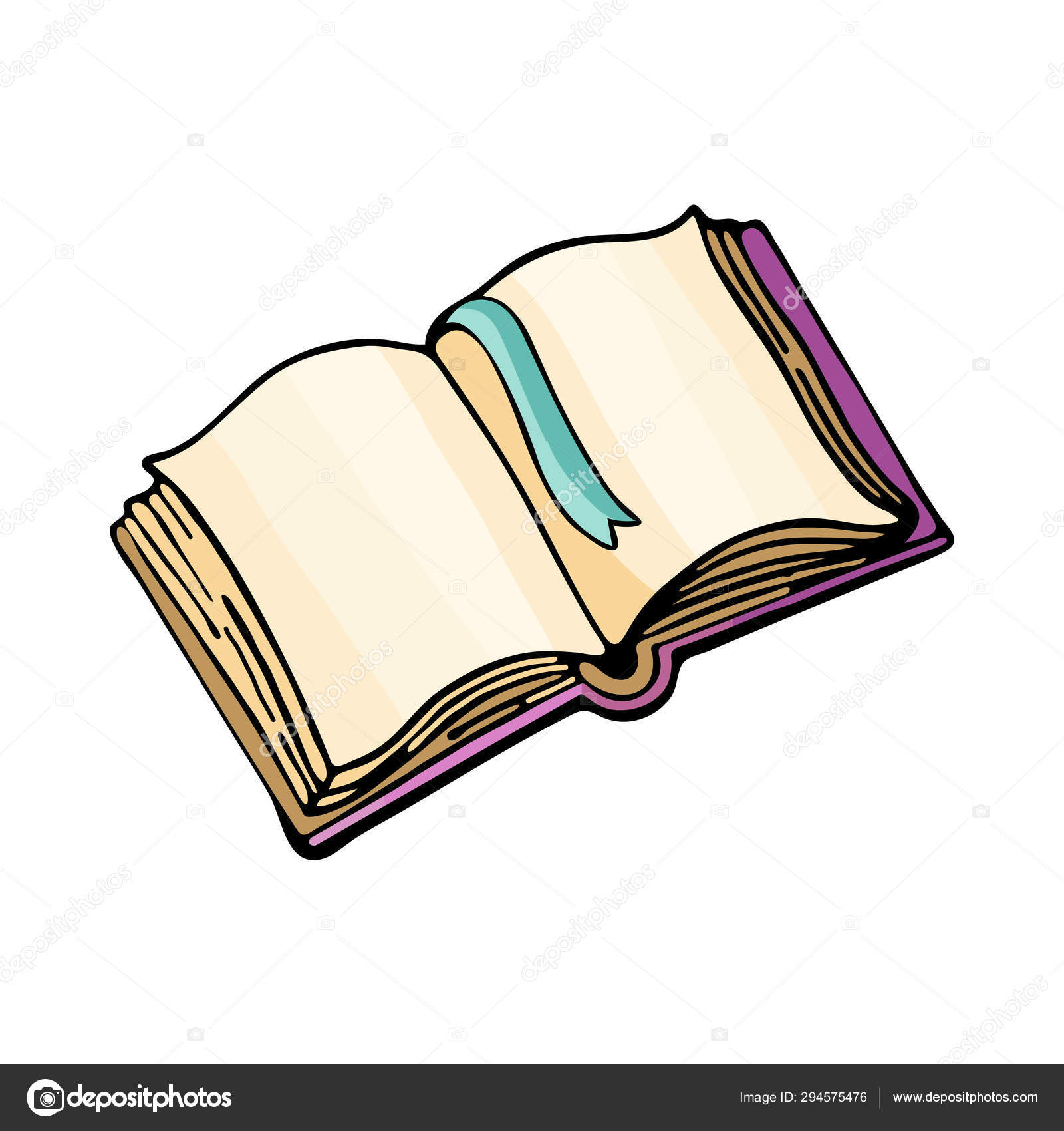 Open book or tutorial, vector drawing isolated on white background ...