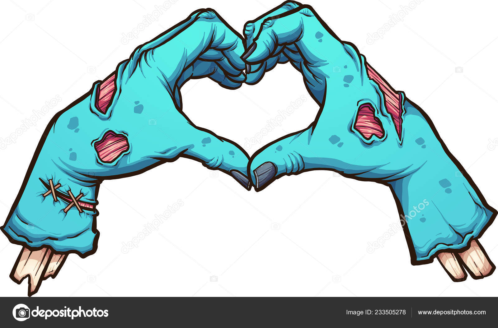Valentine Zombie Hands Forming Heart Shape Vector Clip Art Illustration ...