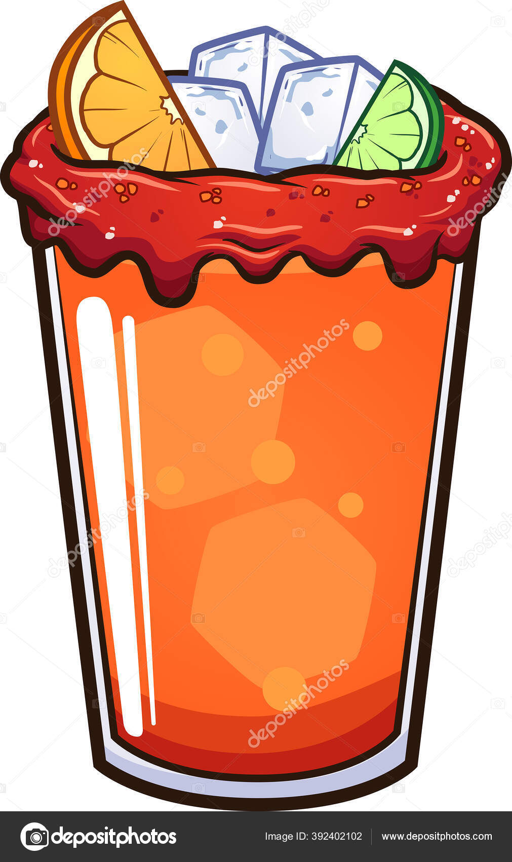 Bebida Michelada Dibujos Animados Con Rodajas Lima Naranja Ilustración ...