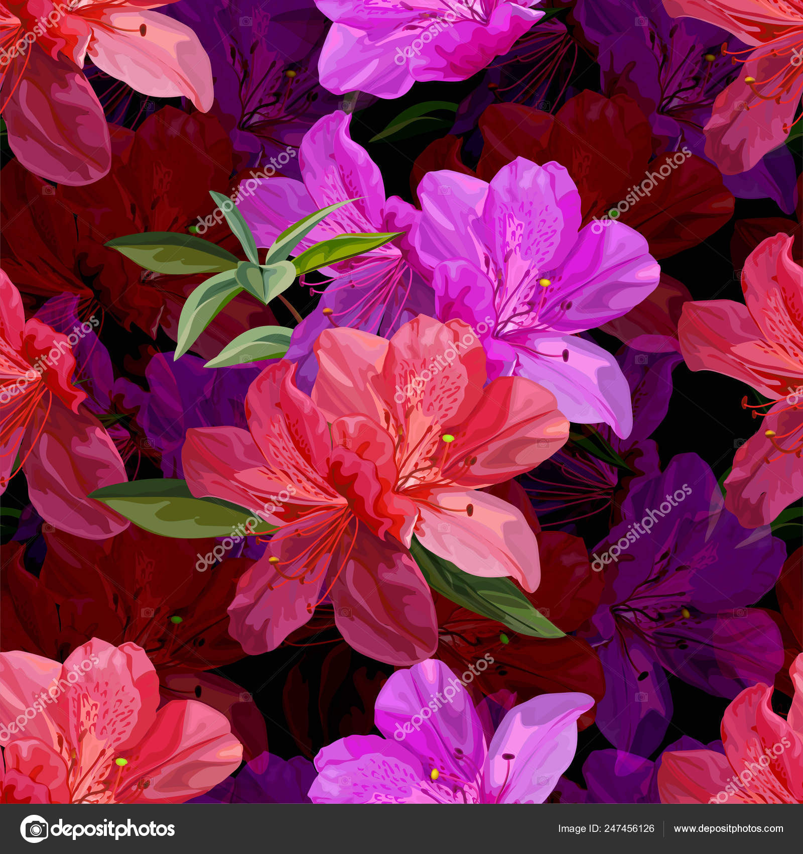 Floral seamless pattern with azalea vector illustration Stock Vector by ...