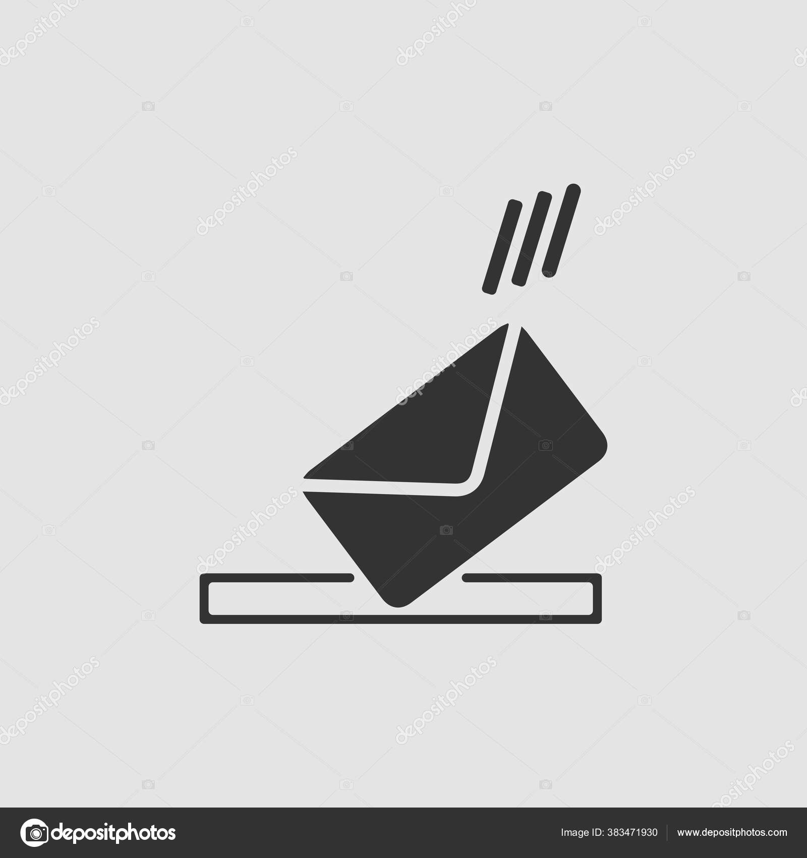 Mailbox Icon Flat Black Pictogram Grey Background Vector Illustration ...