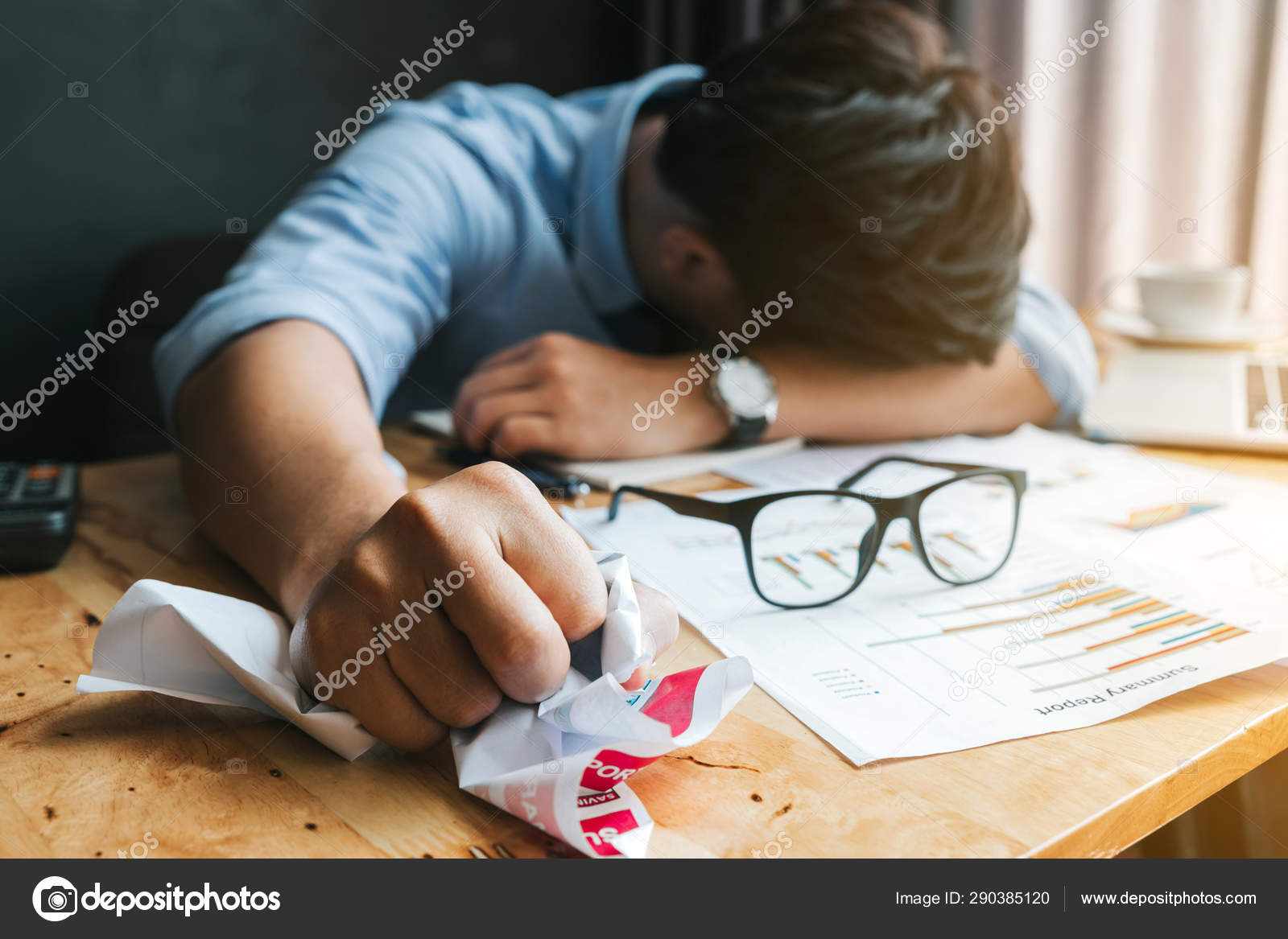 Stress or failure concept.Angry and tired businessman crumpling Stock ...