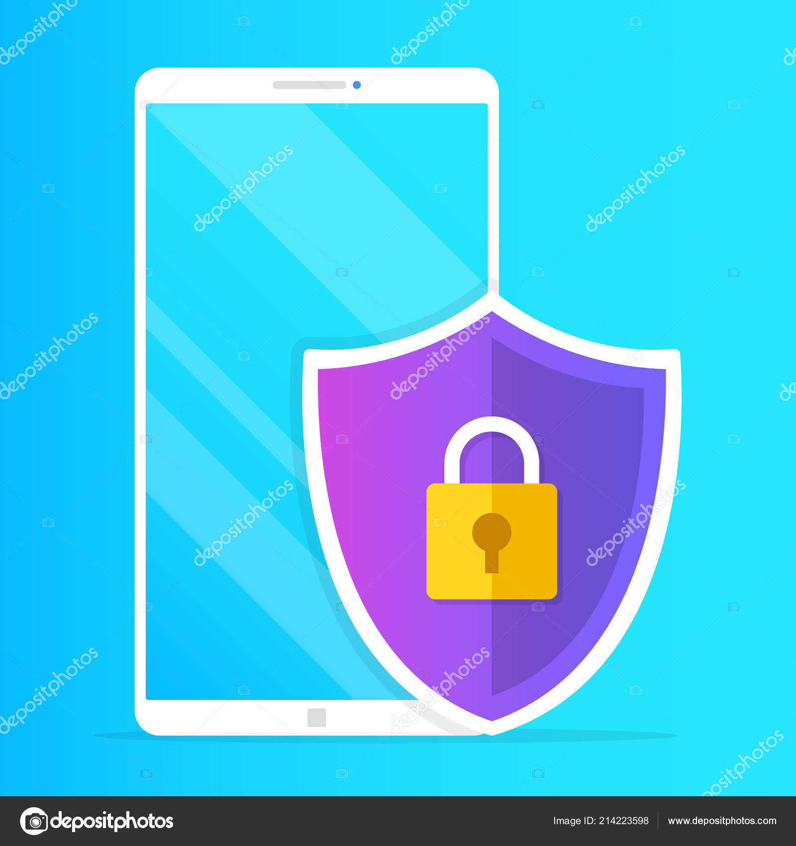 Mobile Security Smartphone Shield Lock Icon Personal Data Protection ...