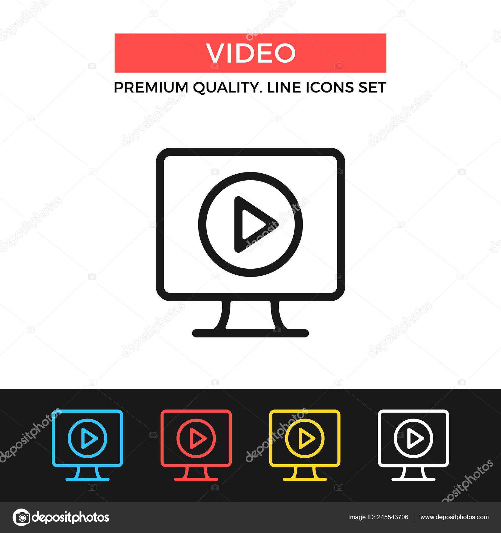 Vector Video Icon Premium Quality Graphic Design Modern Signs Outline ...