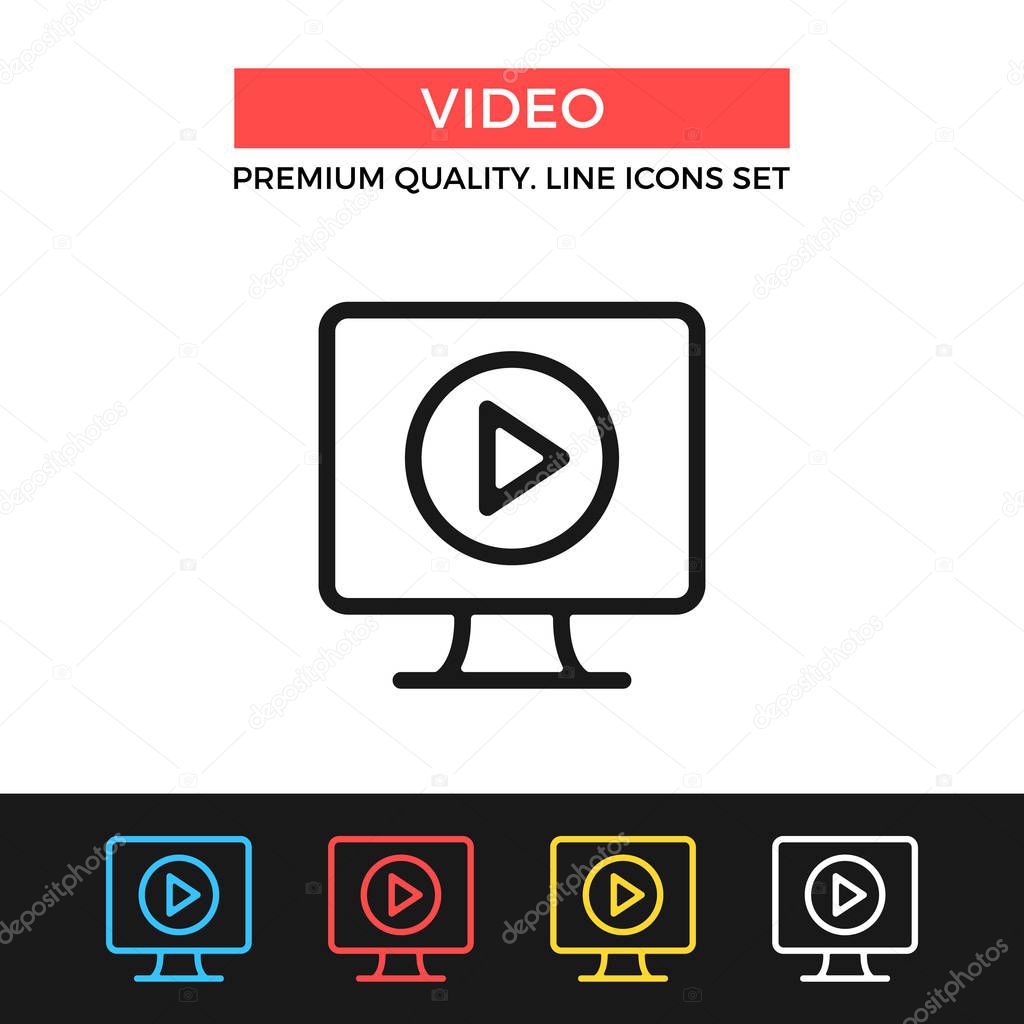 Icono de vídeo vectorial. Diseño gráfico de primera calidad. Signos ...