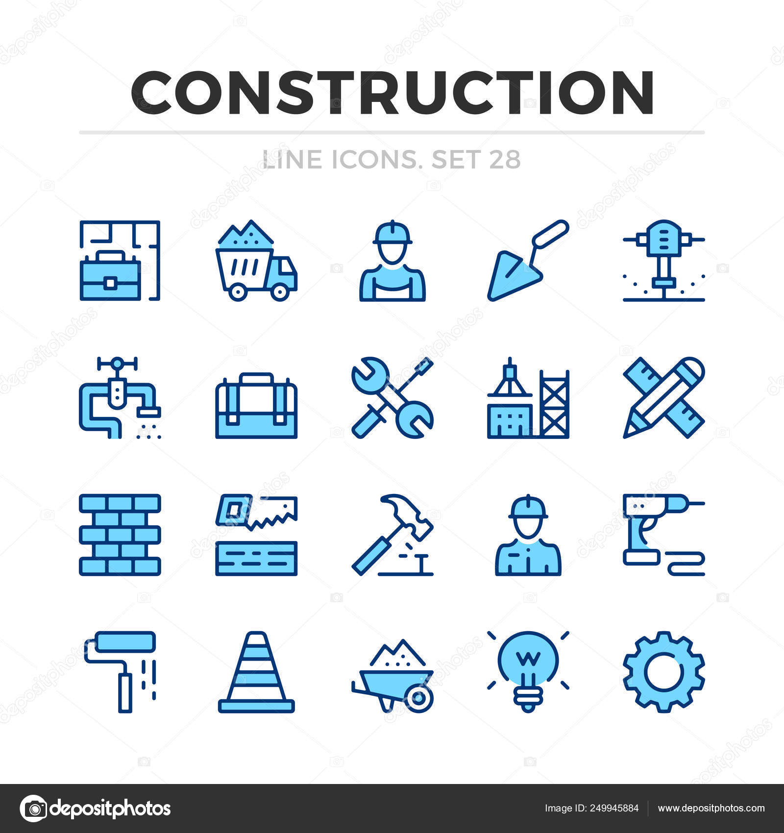 Construction Vector Line Icons Set Thin Line Design Outline Graphic ... Construction Vector Line Icons Set Thin Line Design Outline Graphic ...
