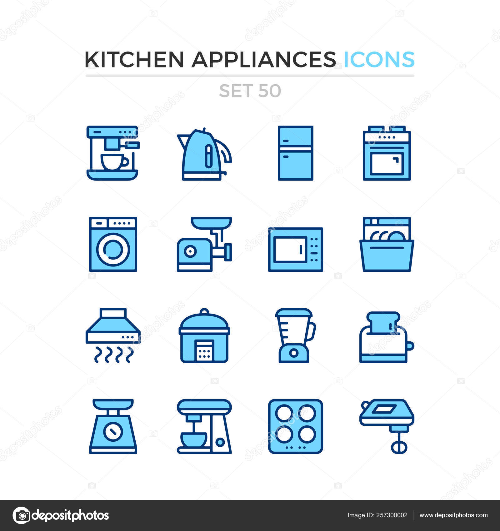 Kitchen Appliances Icons Vector Line Icons Set Premium Quality Simple ...