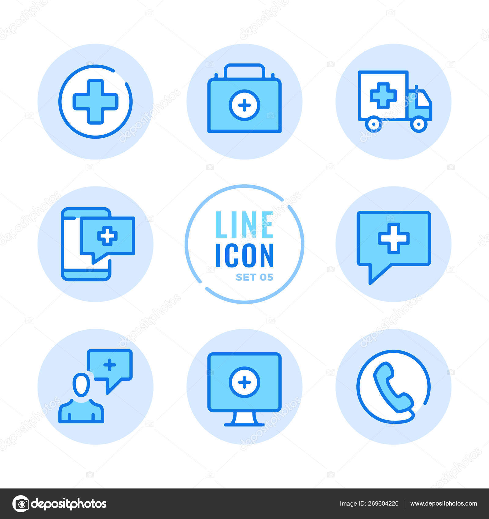 Medical Help Vector Line Icons Set Medicine Call Ambulance Medical ...