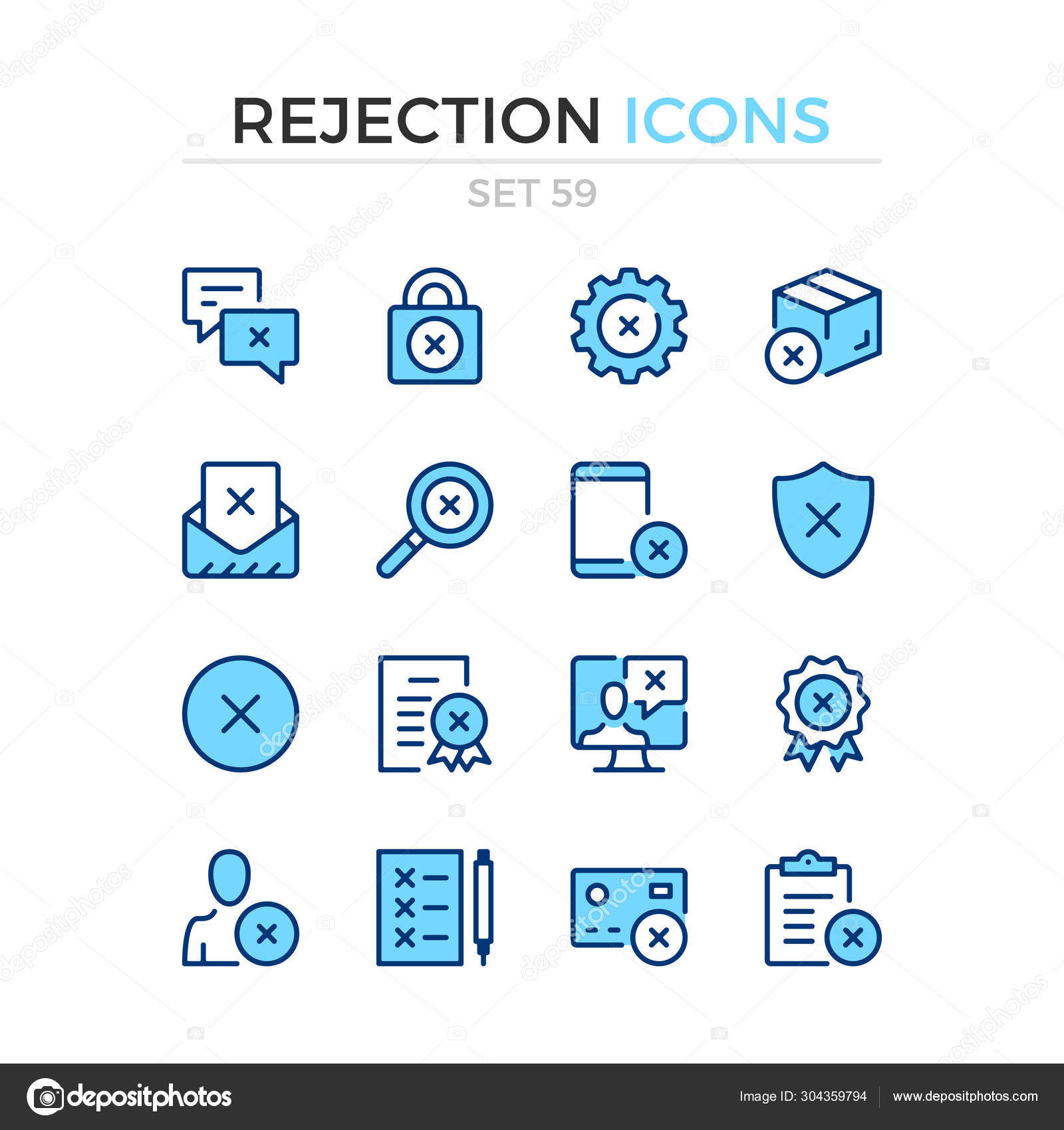 Rejection Icons Vector Line Icons Set Premium Quality Simple Thin Stock ...