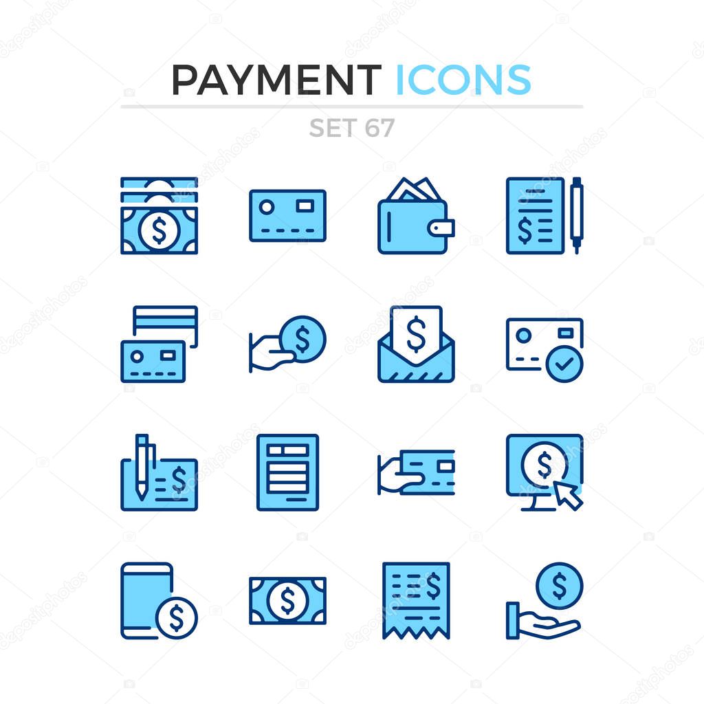 Iconos de pago. Conjunto de iconos de línea vectorial. Calidad premium ...
