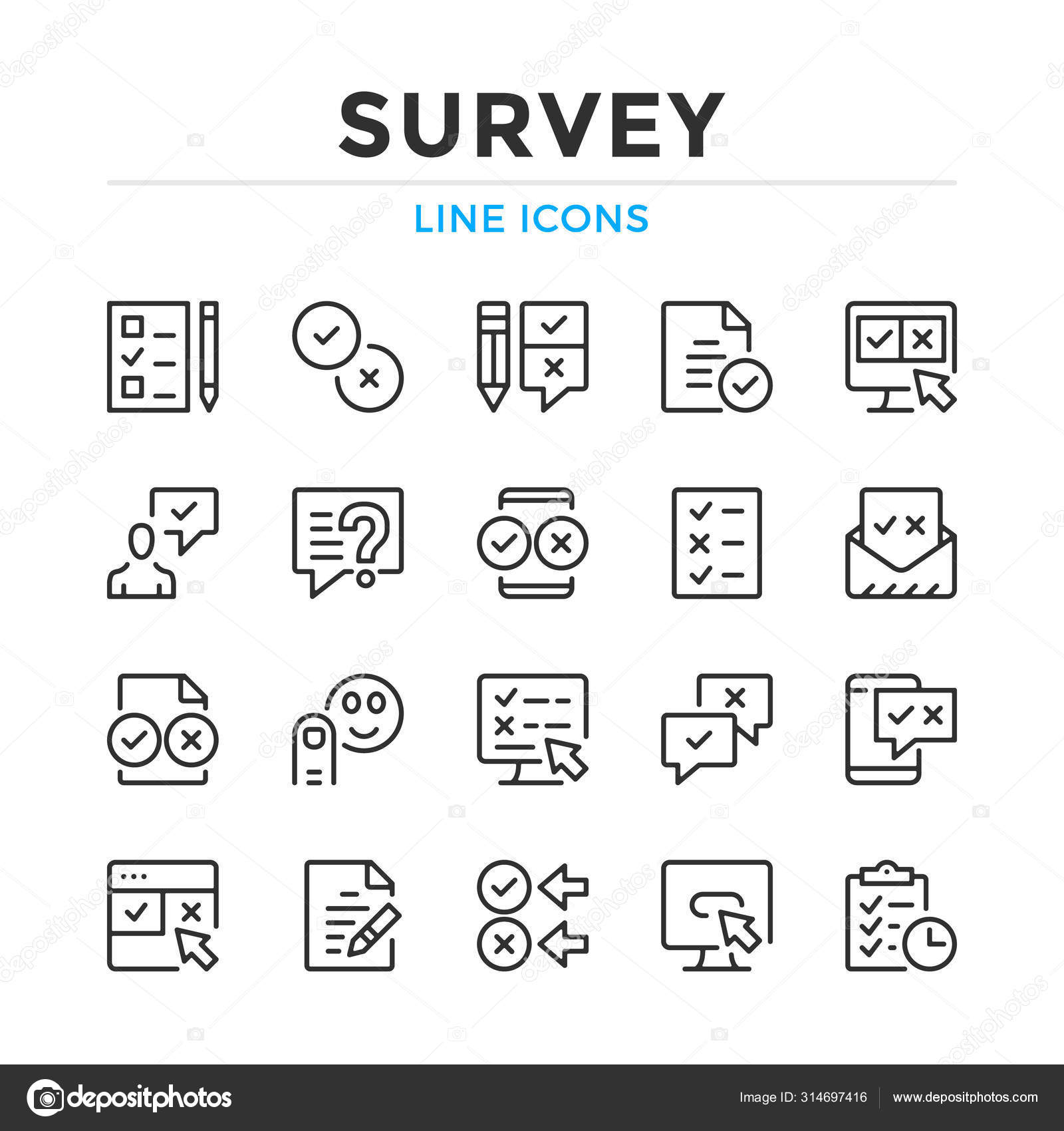 Survey Line Icons Set Modern Outline Elements Graphic Design Concepts Stock Vector by ©magurok5 ...