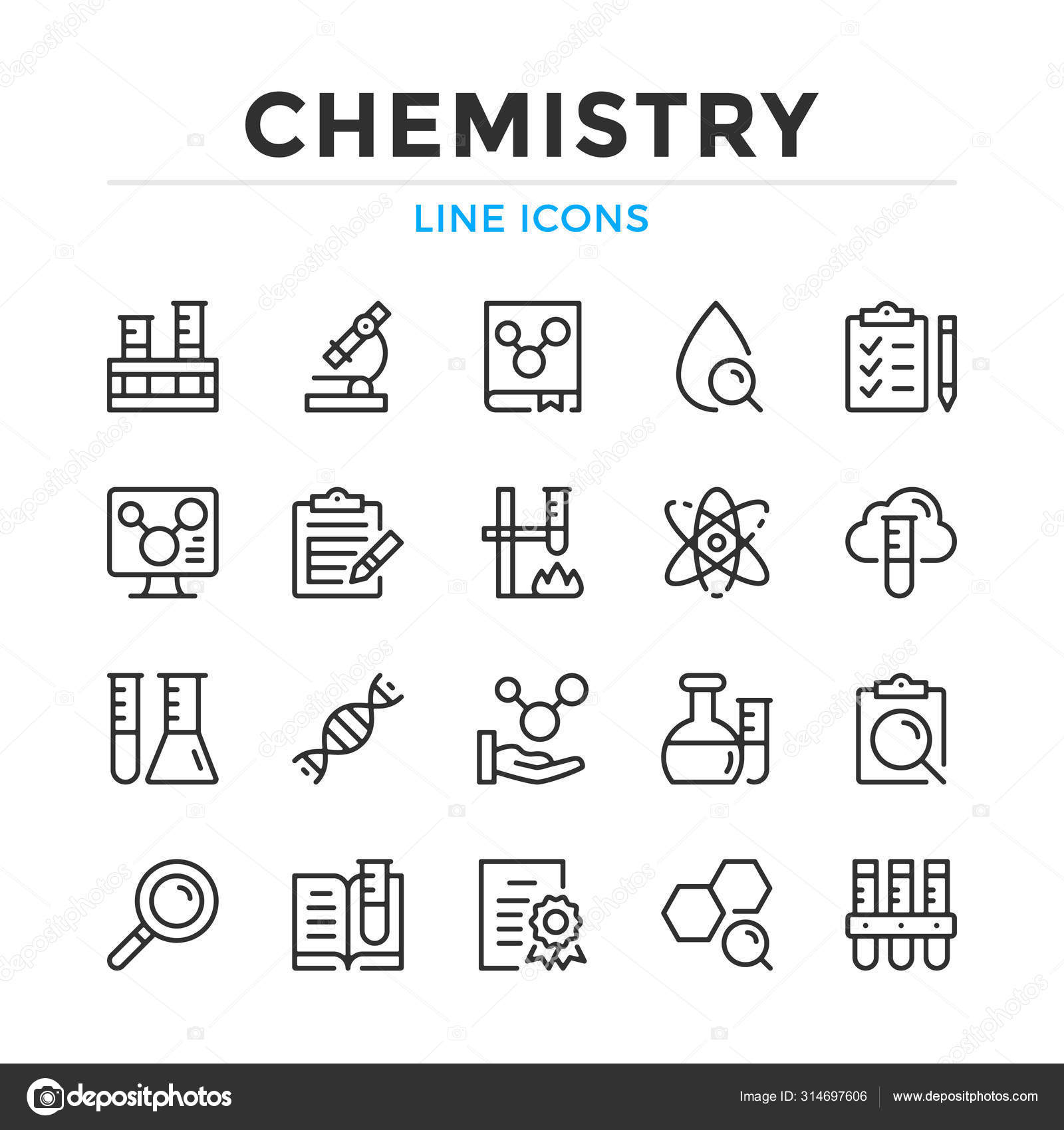 Chemistry Line Icons Set Modern Outline Elements Graphic Design ...