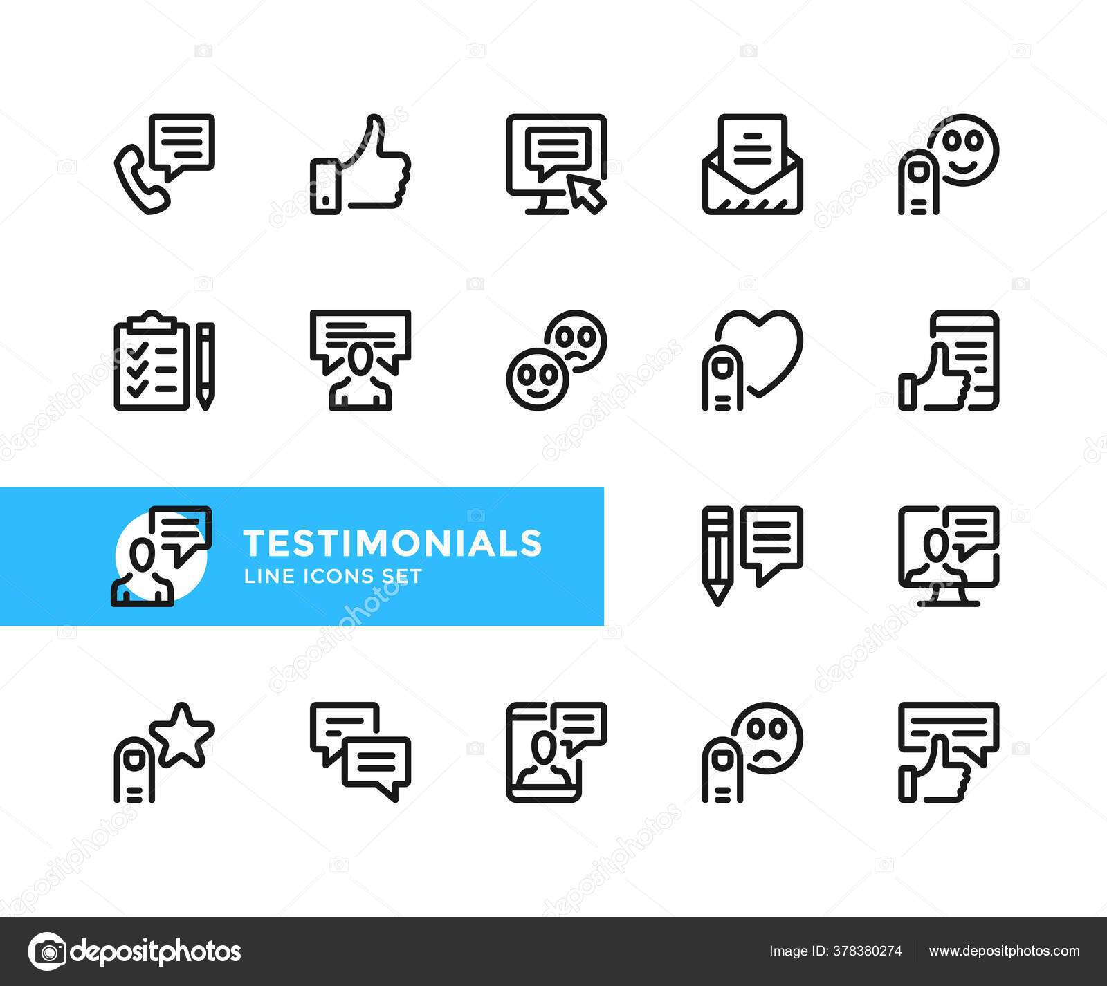 Testimonials Vector Line Icons Simple Set Outline Symbols Graphic ...