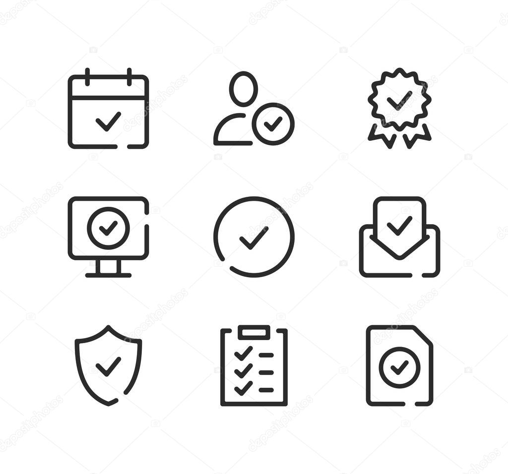 Comprueba el conjunto de iconos de línea. Conceptos de diseño gráfico ... Comprueba el conjunto de iconos de línea. Conceptos de diseño gráfico ...
