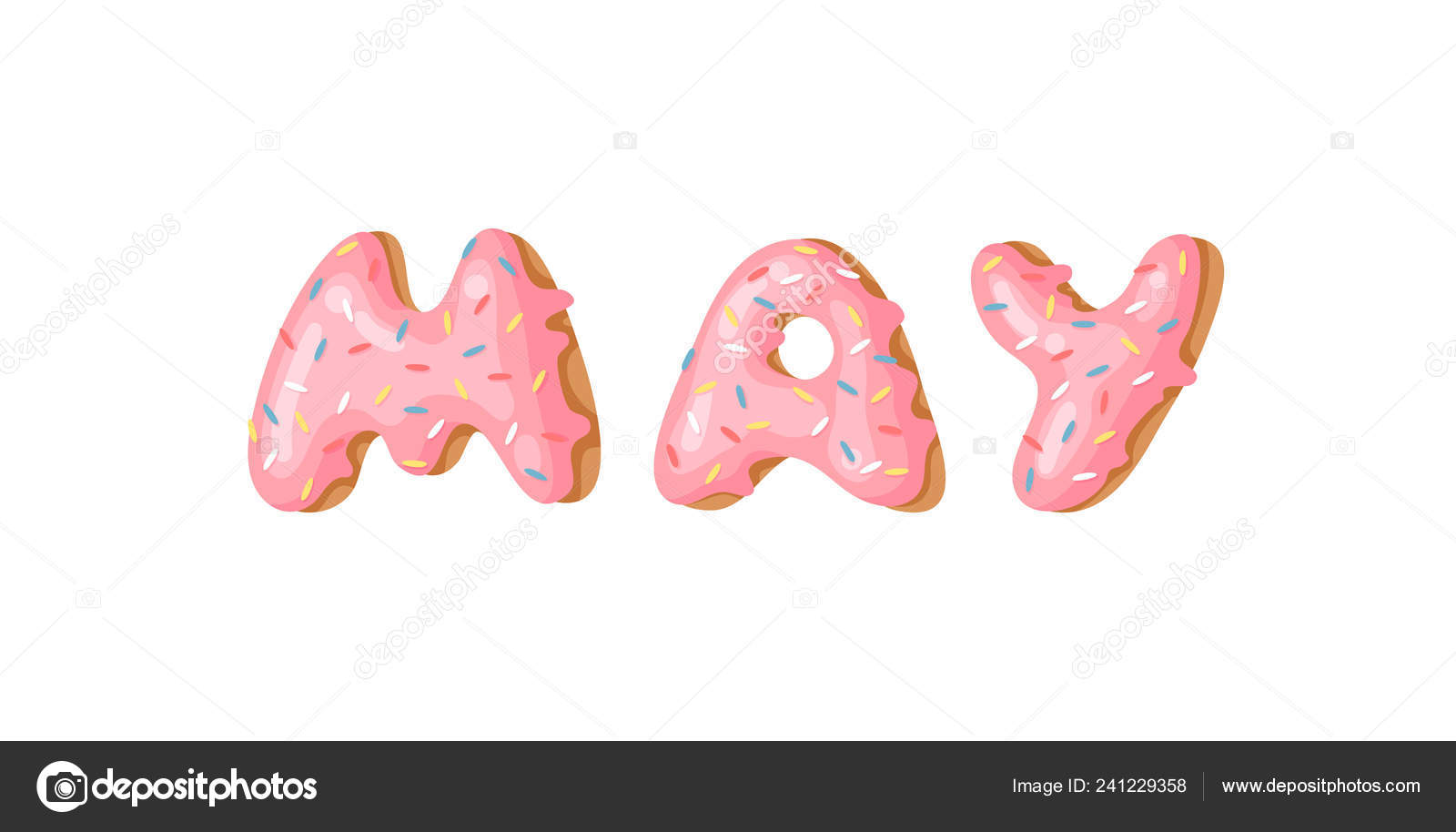 Cartoon Vector Illustration Donut Word May Hand Drawn Drawing Sweet ...