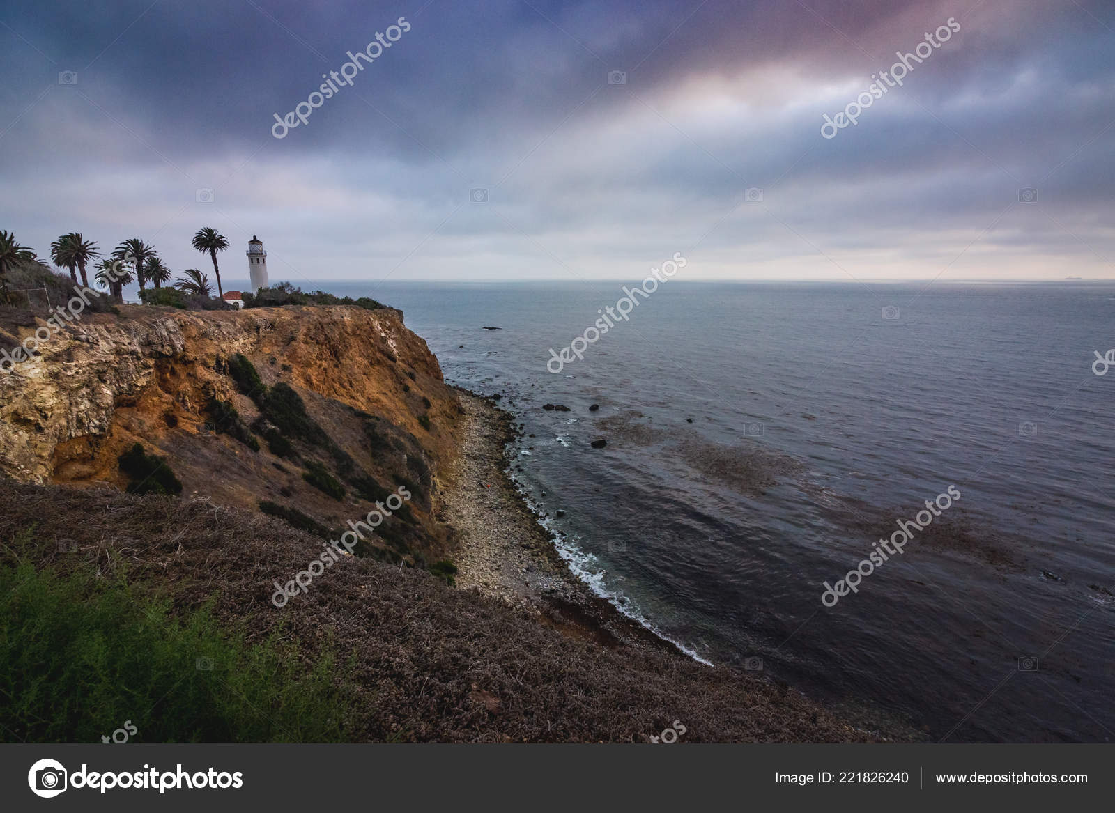 Beautiful Coastal View Point Vicente Lighthouse Atop Steep Cliffs Rancho Stock Photo by ©focqus ...