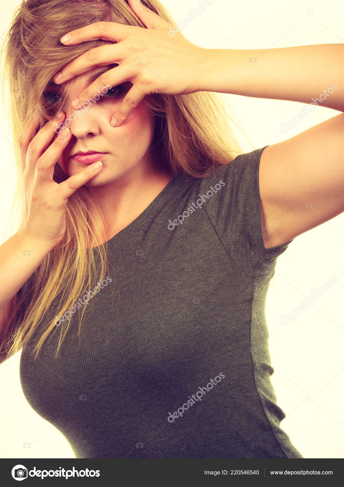 Emotions Embarrassment Awkwardness Gestures Concept Ashamed Blonde ...