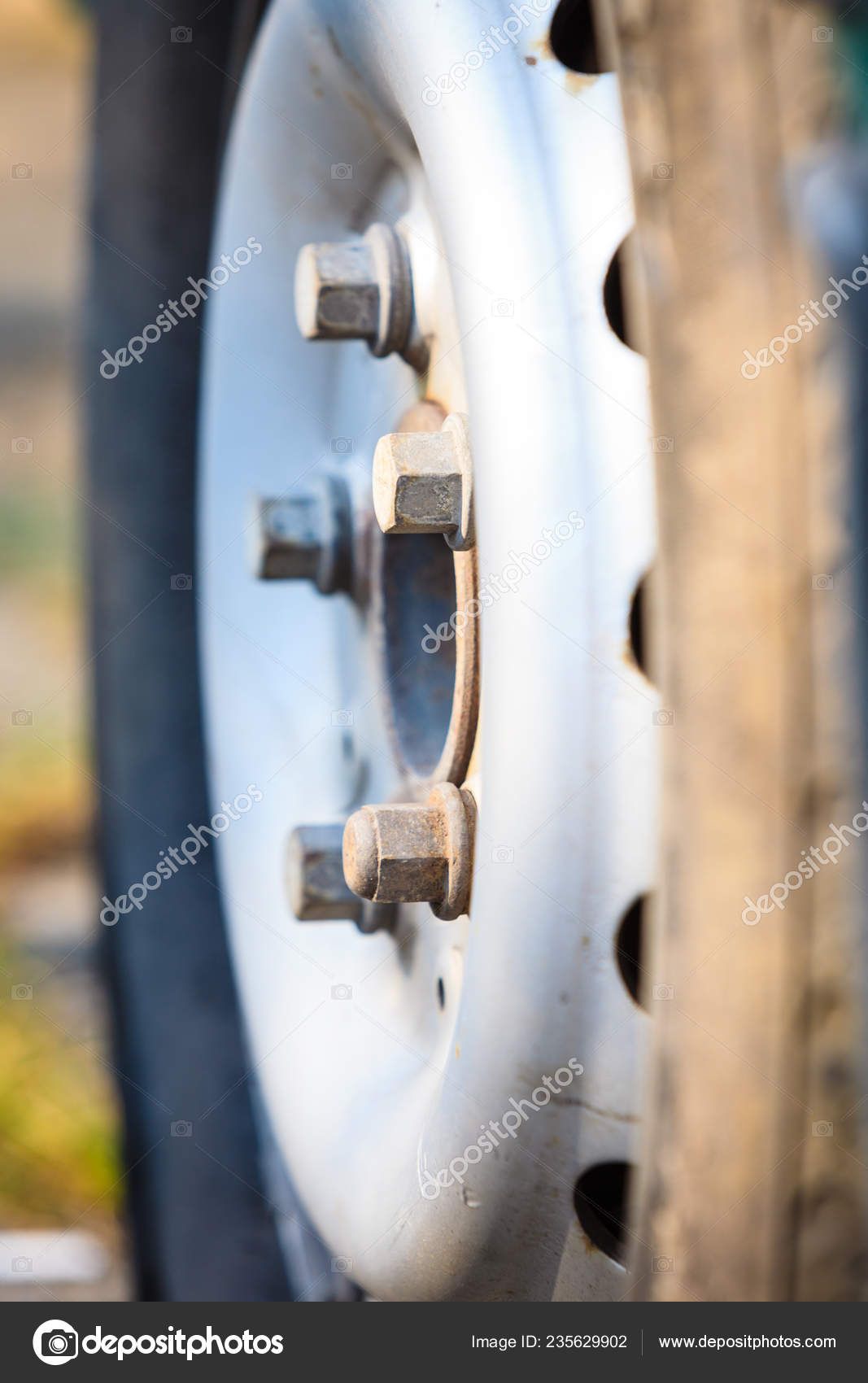 Detailed Close Rim Wheel Screw Car Parts Auto Mechanics Concept Stock ...