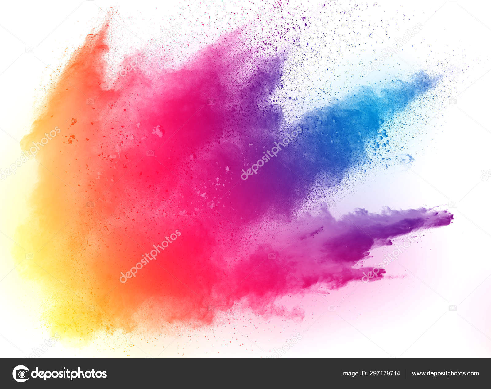 Abstract Multicolored Powder Splatted White Background Freeze Motion ...