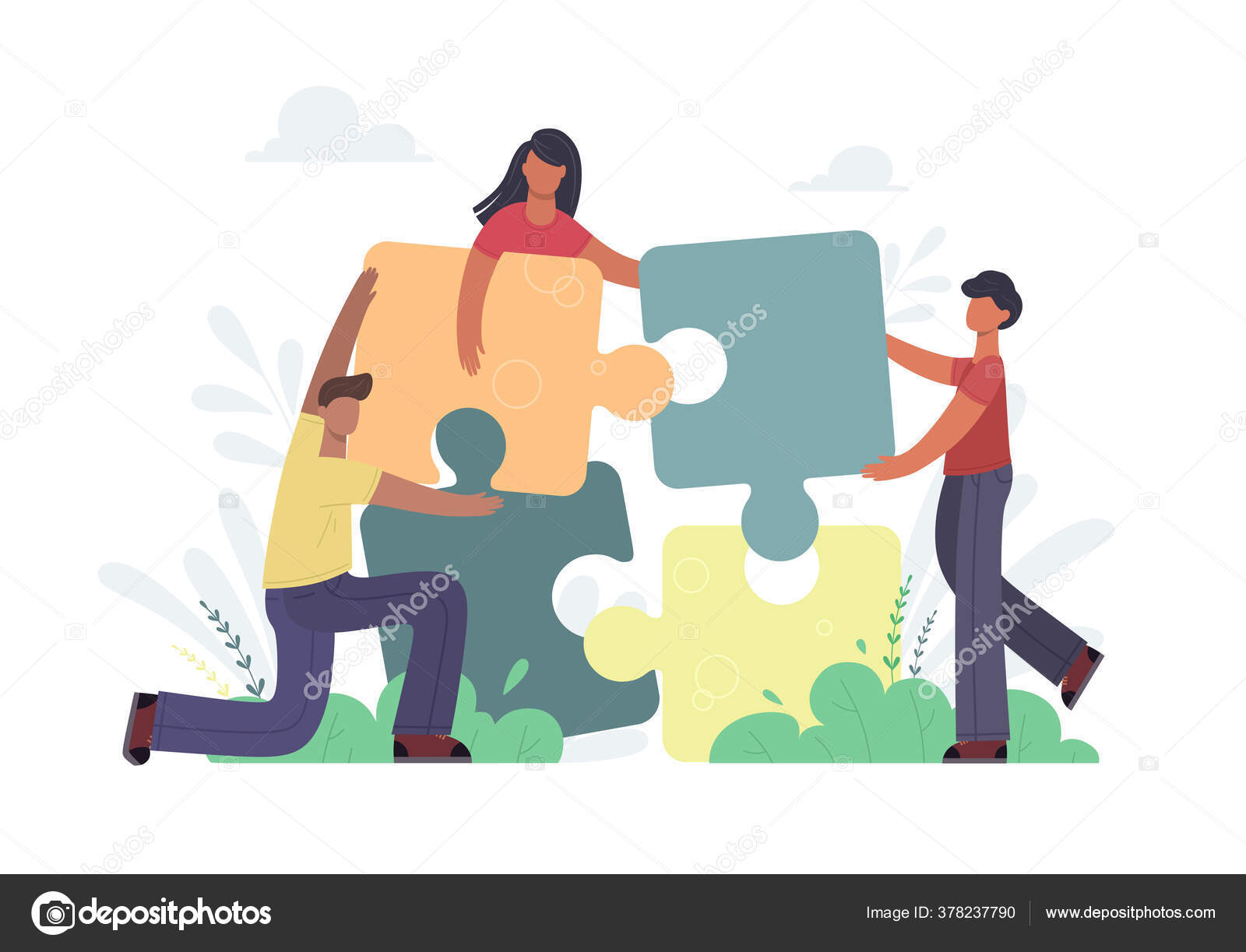 Business Concept People Connecting Puzzle Elements Symbol Teamwork ...