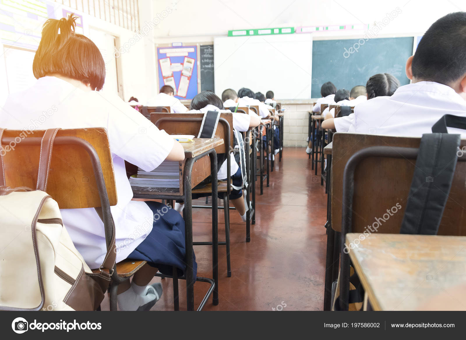 School Student's Taking Exam Writing Answer Classroom Education ...