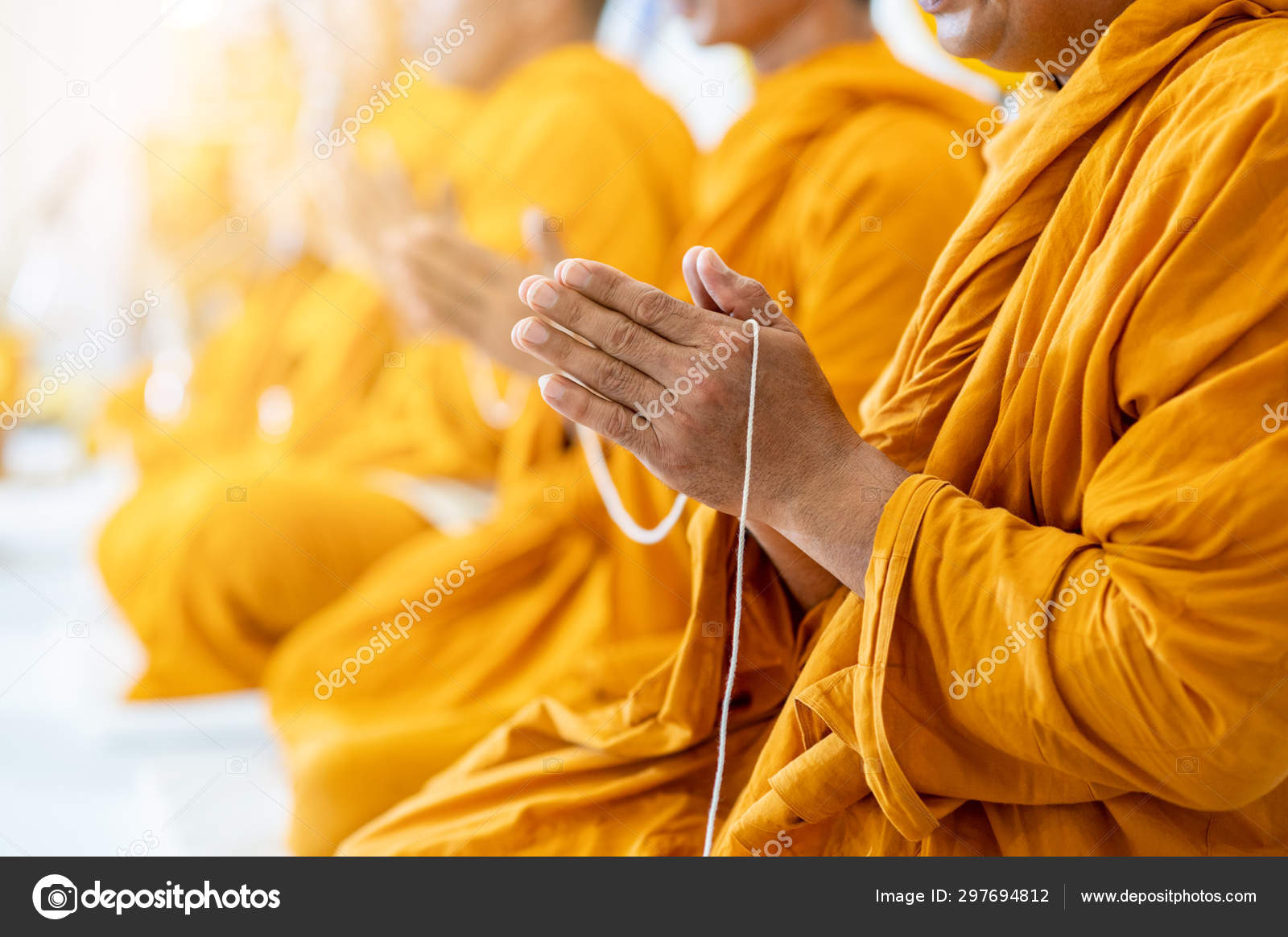 Buddhist Monks Chant Buddhist Rituals — Stock Photo © sarayut #297694812