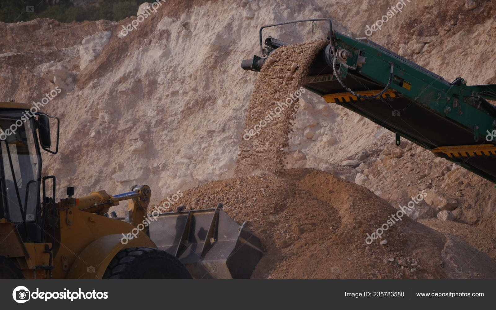 Crushed stones transportation by conveyor belt Stock Photo by ©almaamor ...