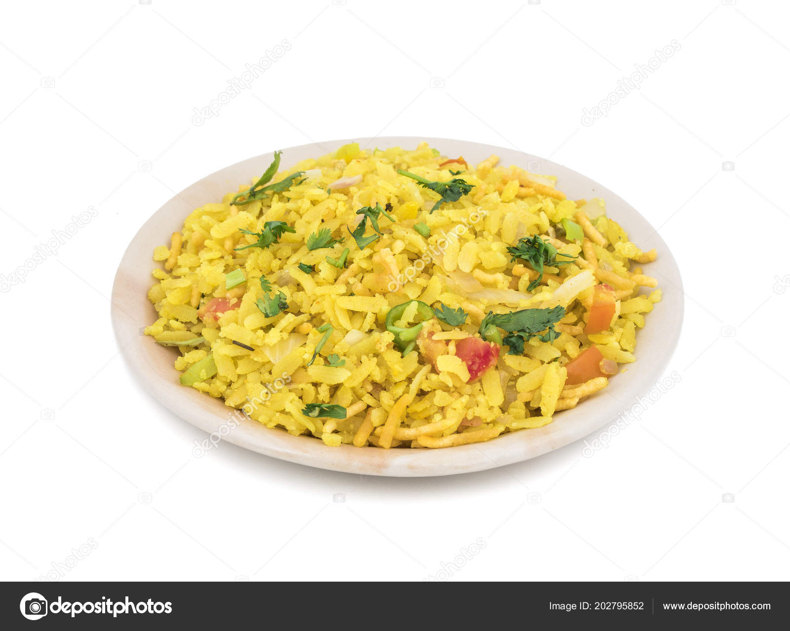 Indian Breakfast Dish Poha Also Know Pohe Aalu Poha Made — Stock Photo ...