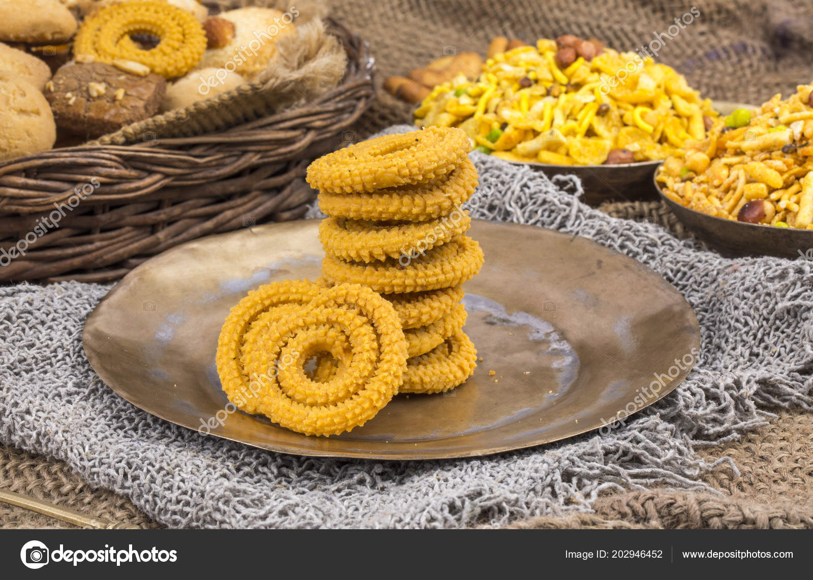 Indian Traditional Deep Fried Snack Chakli Namkeen Also Called Chakali ...