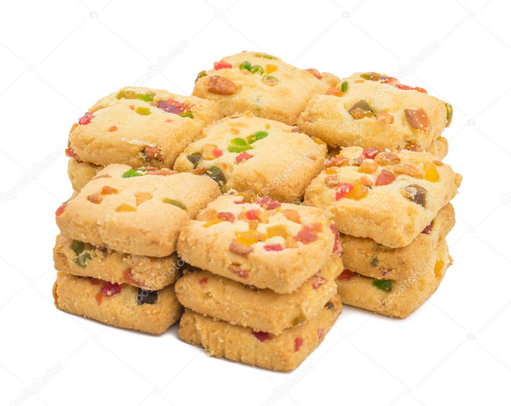Montón de deliciosas galletas de Tutti Frutti o galletas también se ...