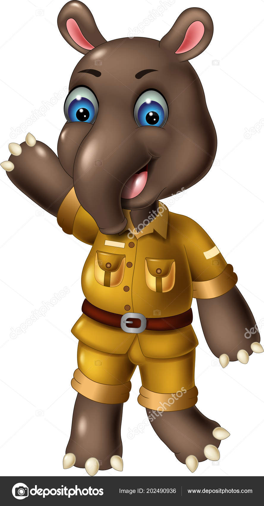 Divertido Tapir Dibujos Animados Posando Con Risas Saludos Vector de ...