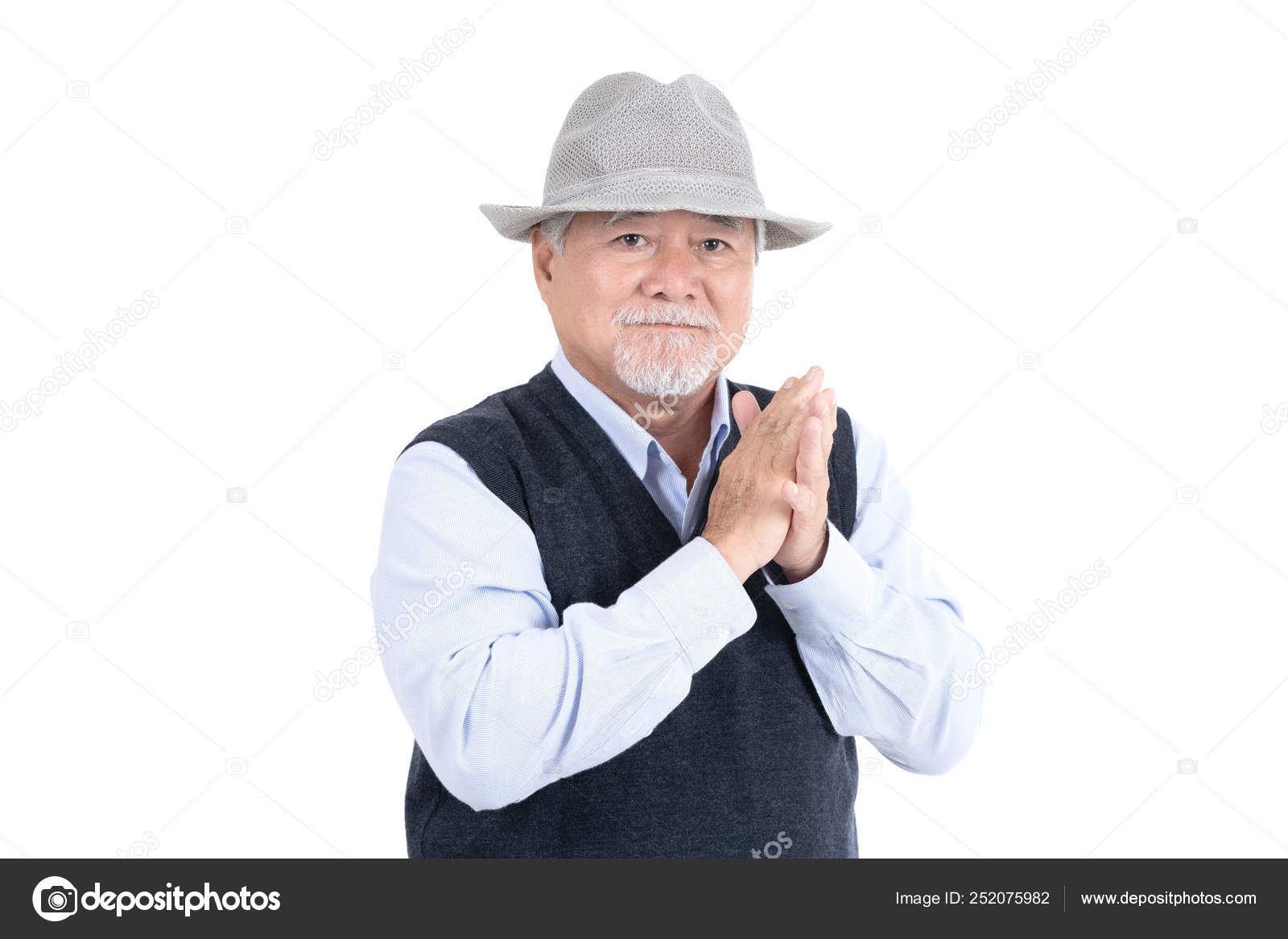 Positive Adult Senior Old Man Hipster Wearing Emotional Face Expression ...