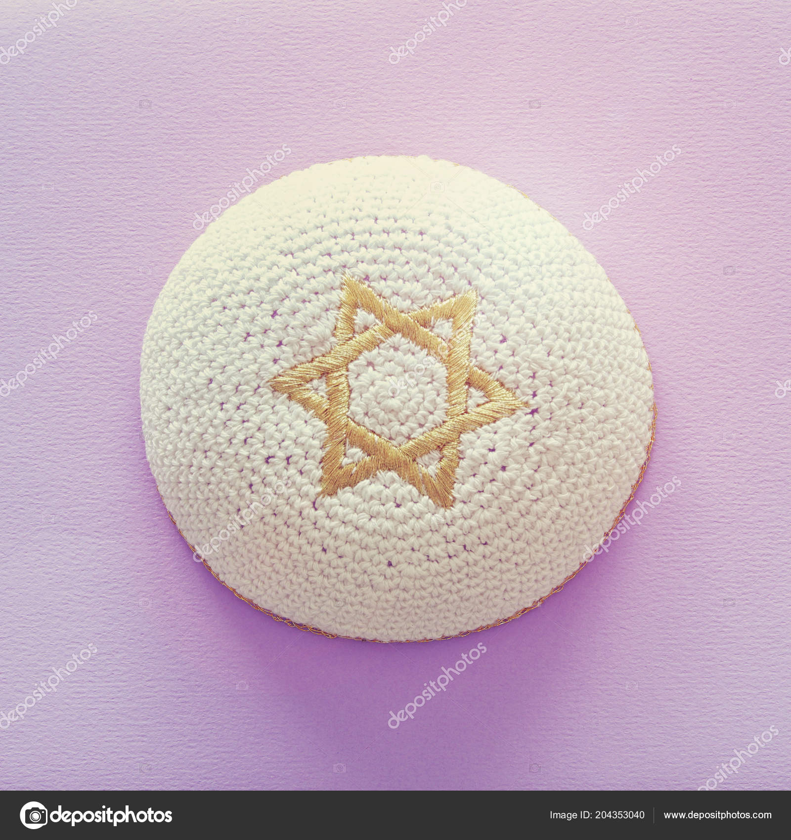 Top View Image Jewish Kippah Yarmulke Hat David Star Holidays — Stock ...