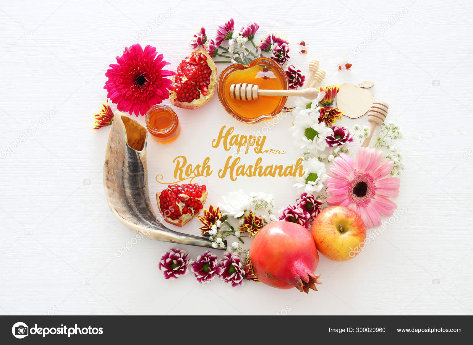 Religion image of Rosh hashanah (jewish New Year holiday) concept. Traditional symbols Stock ...