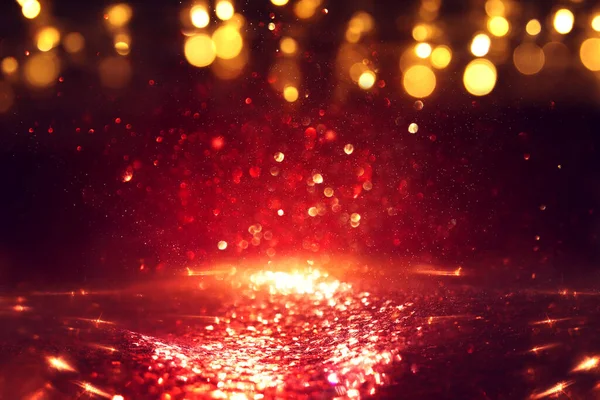 Background Abstract Red Gold Black Glitter Lights Defocused Stock Photo ...