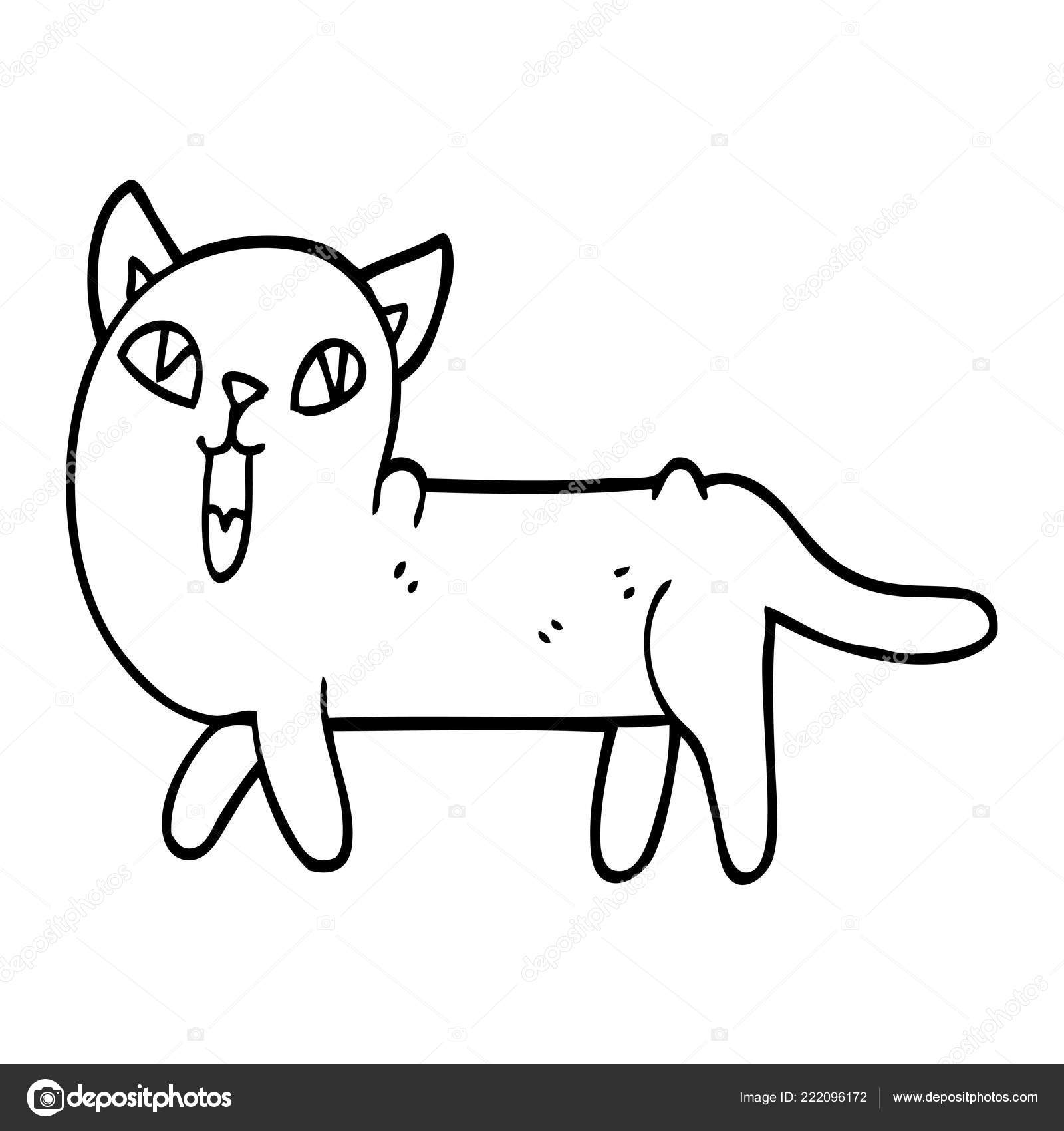 Line Drawing Cartoon Funny Cat Stock Vector Image by ©lineartestpilot ...