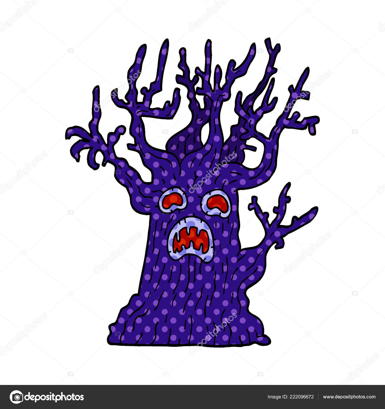 Cartoon Doodle Spooky Tree Stock Vector by ©lineartestpilot 222096672