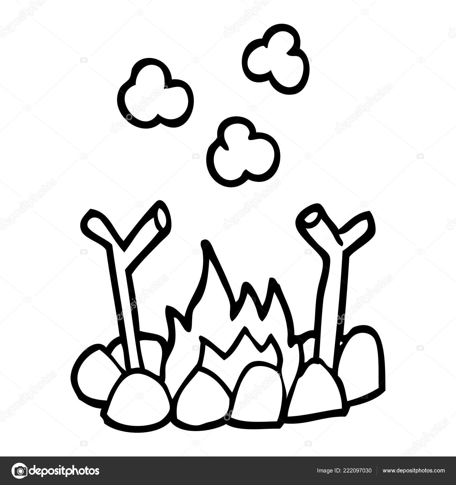 Line Drawing Cartoon Camp Fire Stock Vector by ©lineartestpilot 222097030