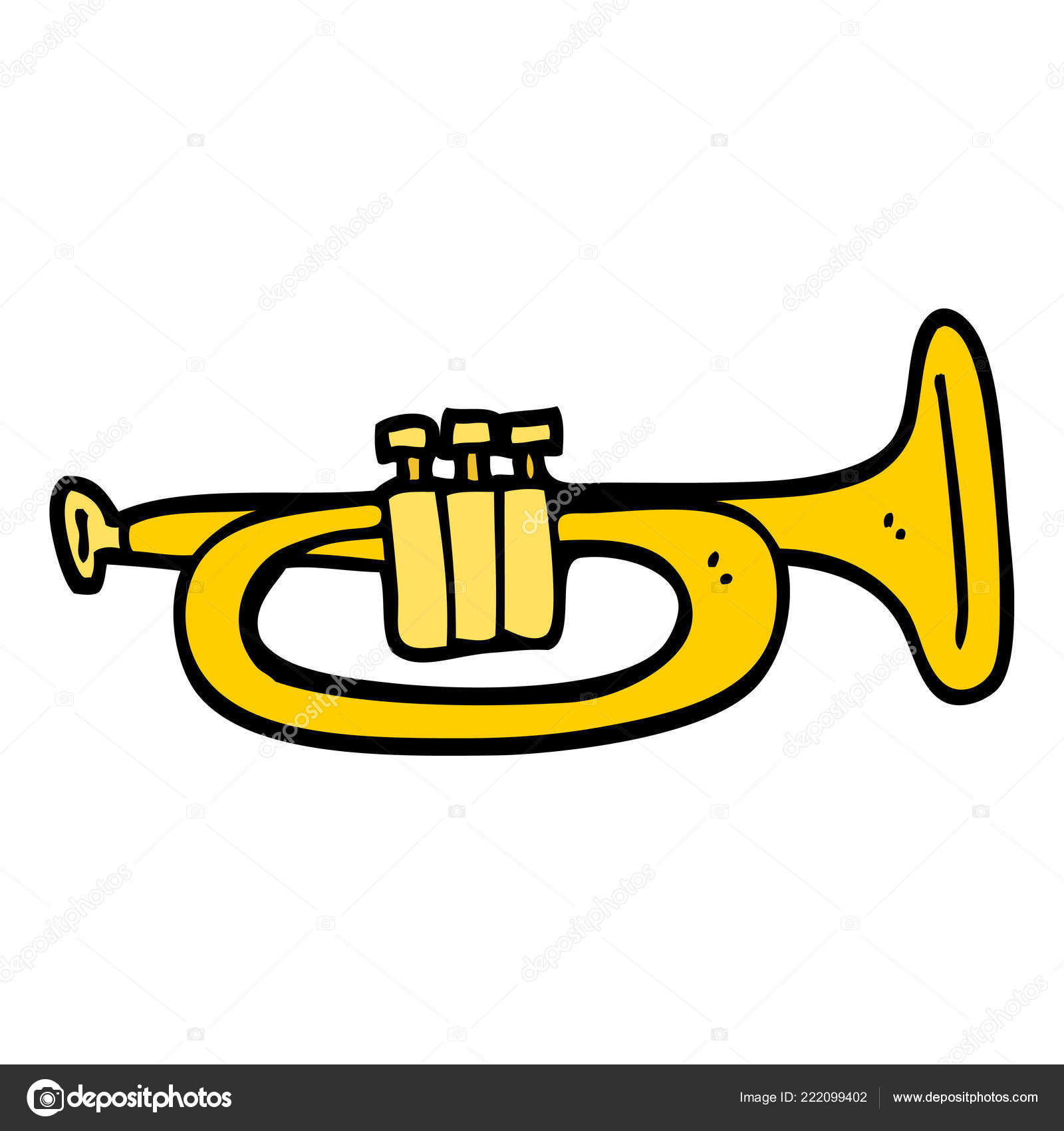 Trompette Dessin Animé Dessinée Main Style Doodle image vectorielle par ...