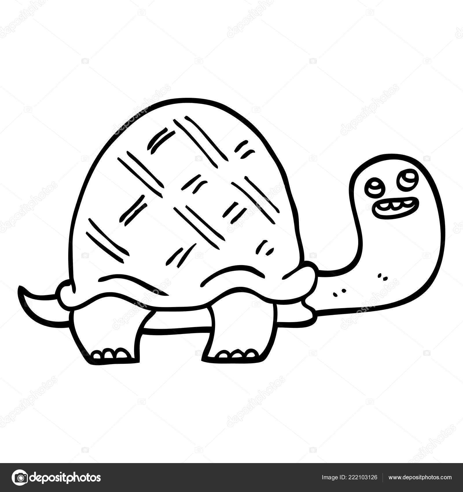 Black White Cartoon Happy Turtle Stock Vector by ©lineartestpilot 222103126
