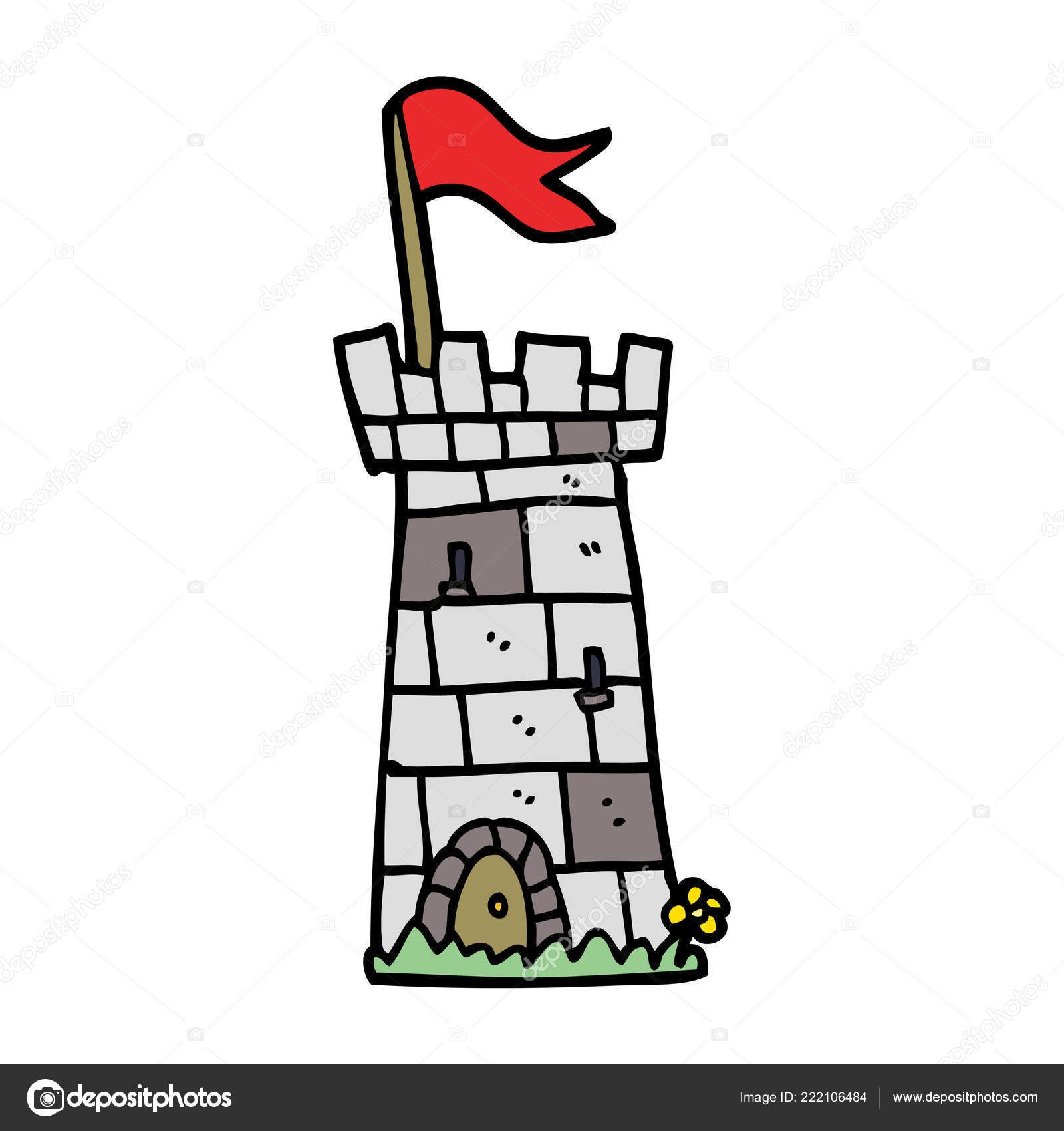 Torre Castillo Garabatos Dibujos Animados Vector de stock #222106484 de ...