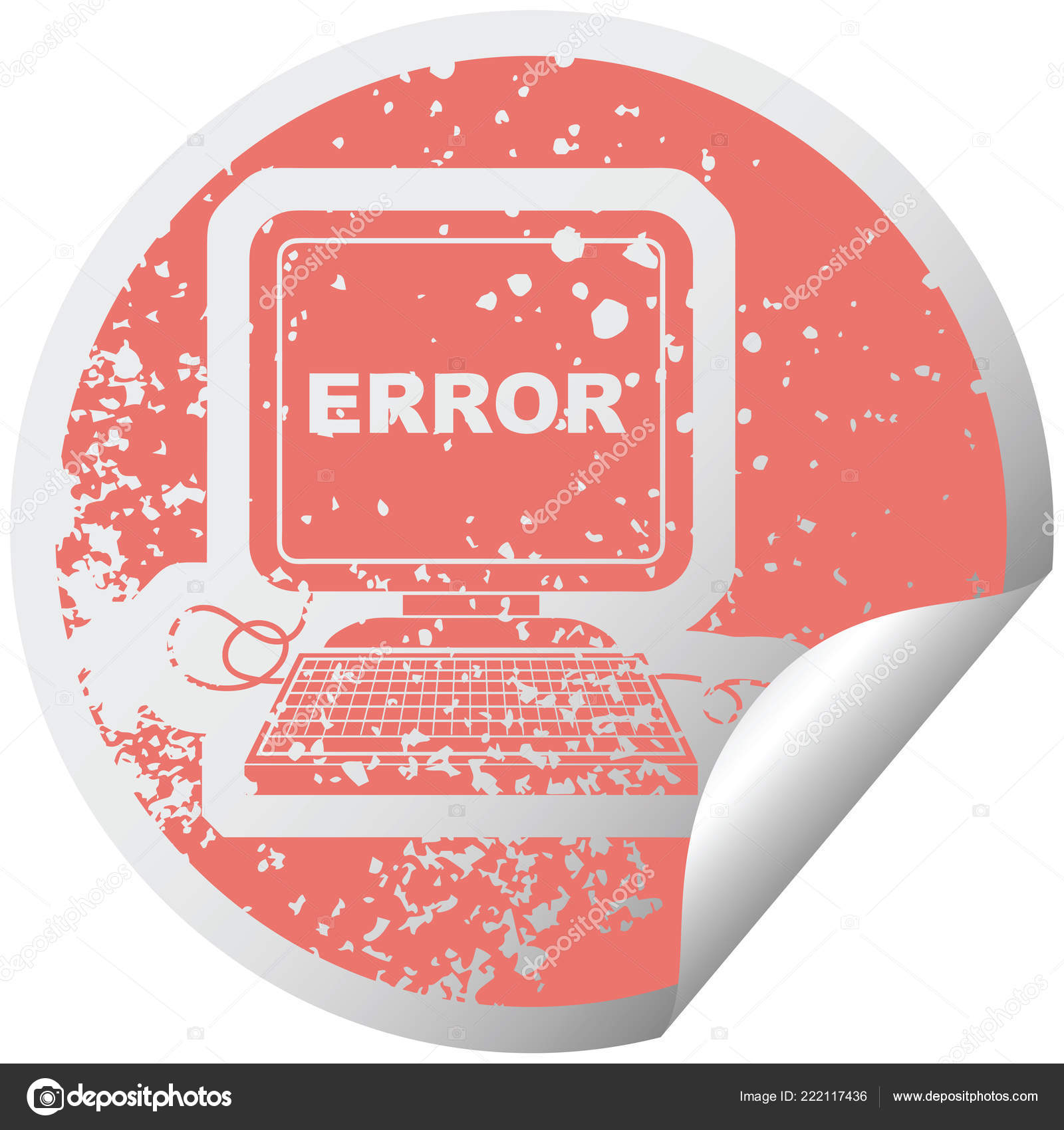 Distressed Sticker Icon Illustration Computer Error Stock Vector by ...