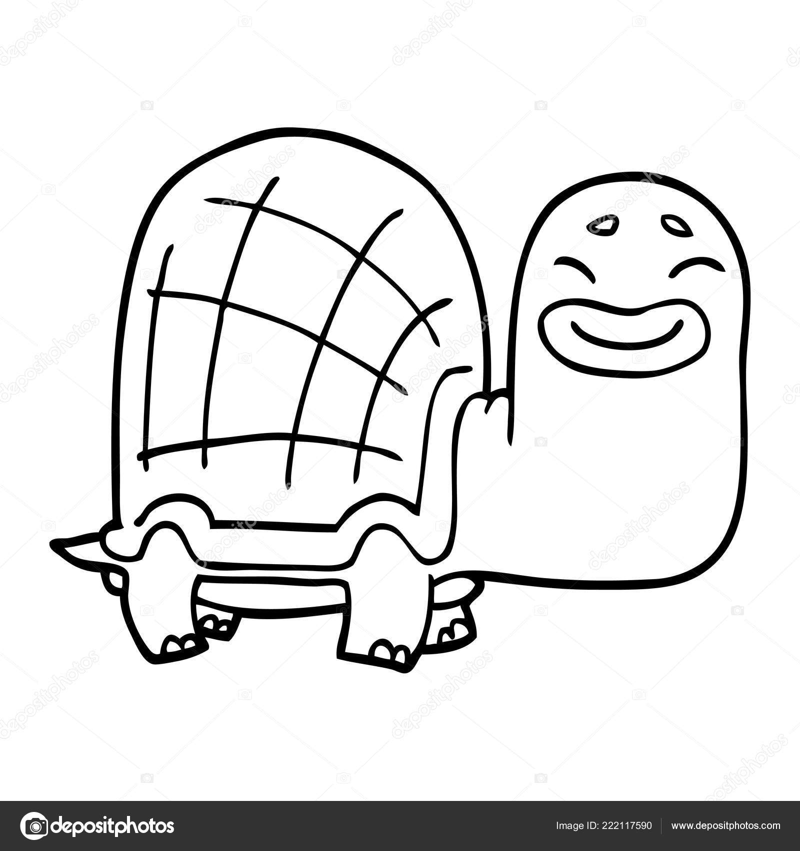 Line Drawing Cartoon Happy Turtle Stock Vector Image by ...