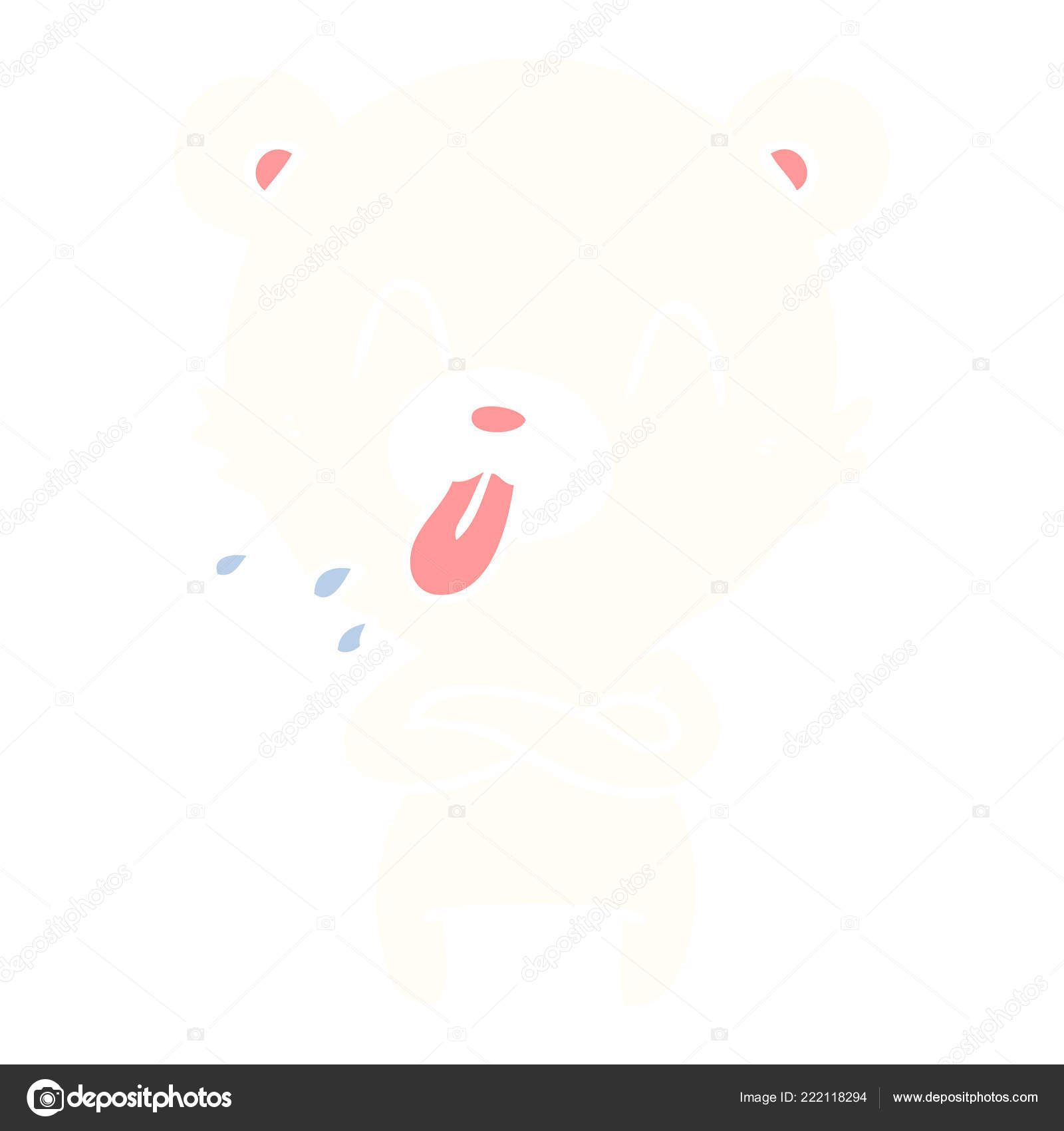 Grosero Color Plano Estilo Dibujos Animados Oso Polar Sobresaliendo ...