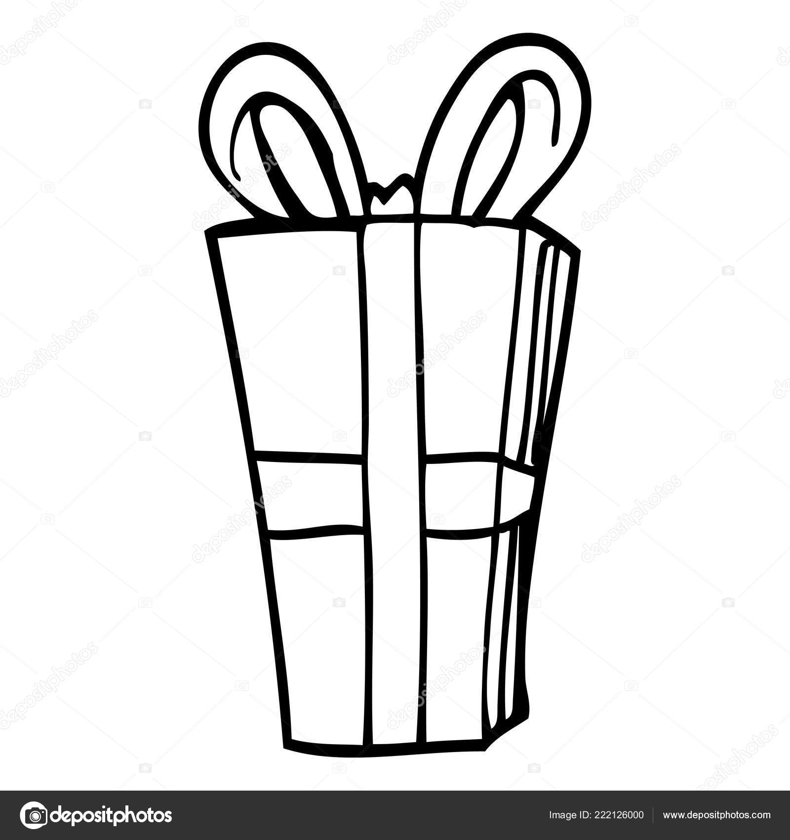 Line Drawing Cartoon Wrapped Present Stock Vector Image by ...