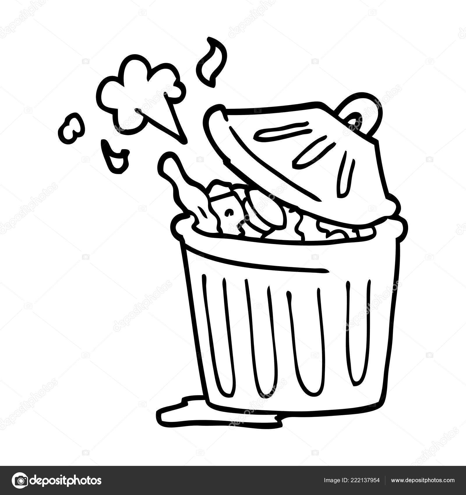 Line Drawing Cartoon Waste Bin Stock Illustration by ©lineartestpilot ...