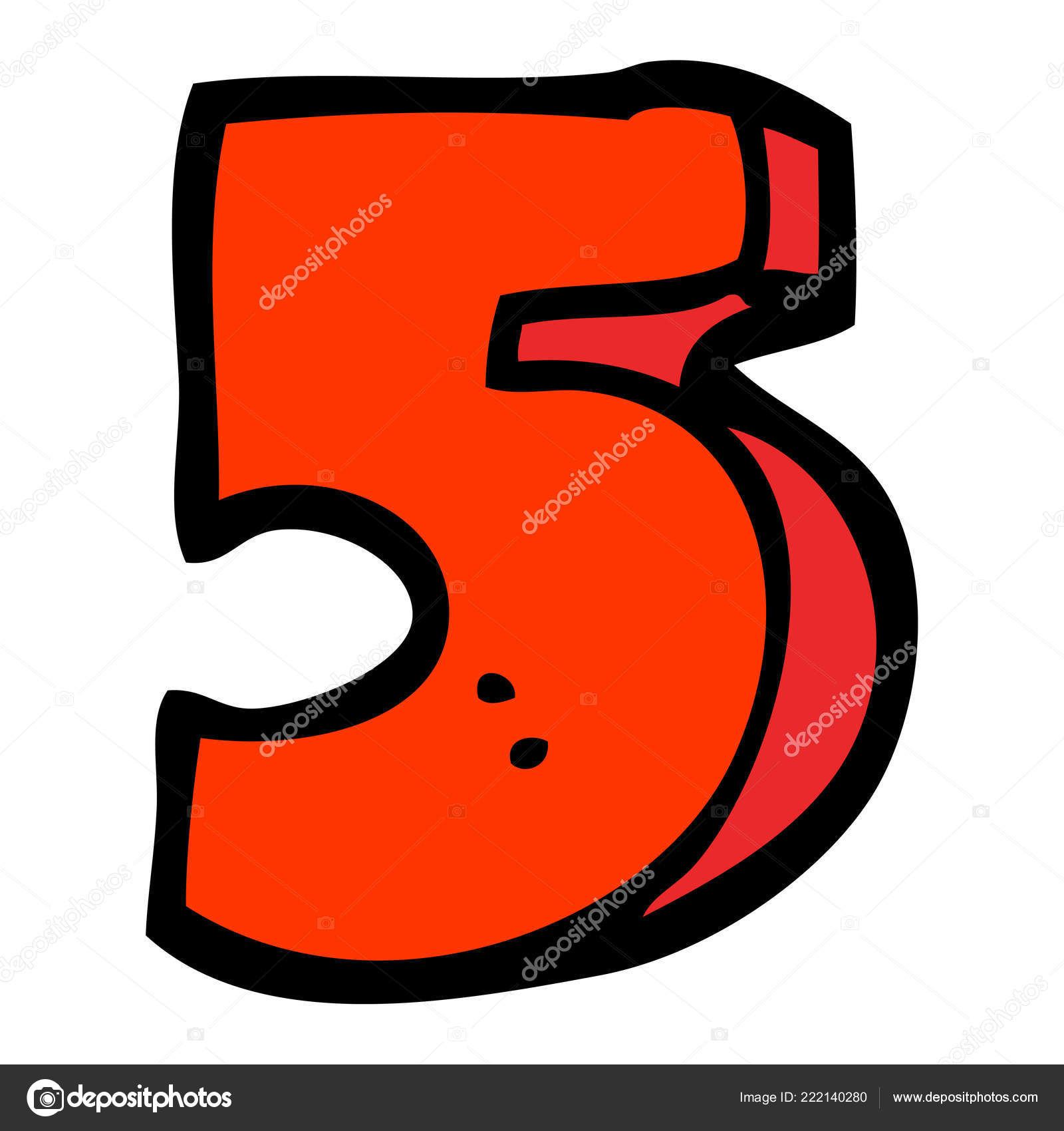 Dibujado Mano Garabato Estilo Dibujos Animados Número Cinco Vector de ...