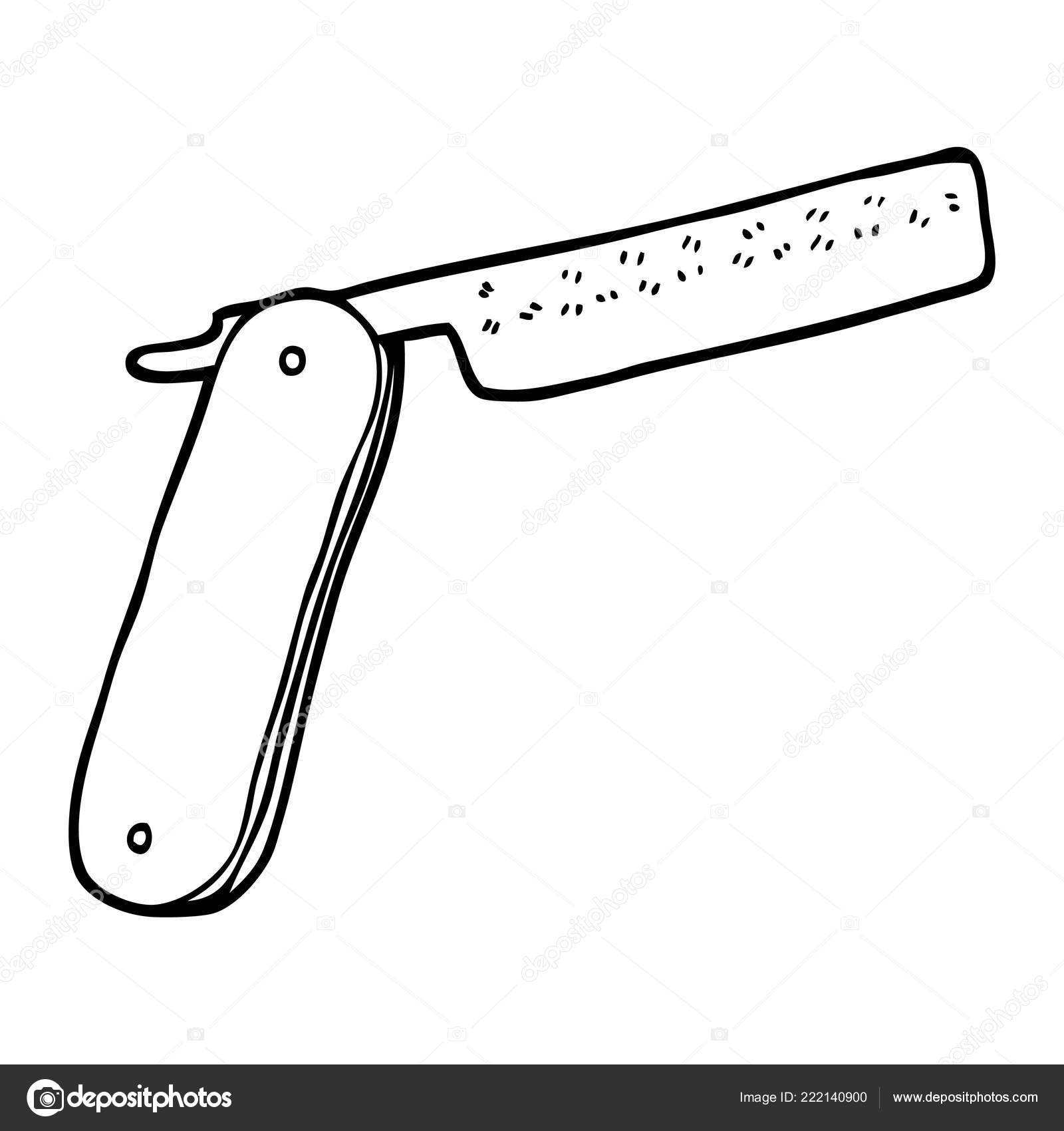Line Drawing Cartoon Cut Throat Razor Stock Vector Image by ...