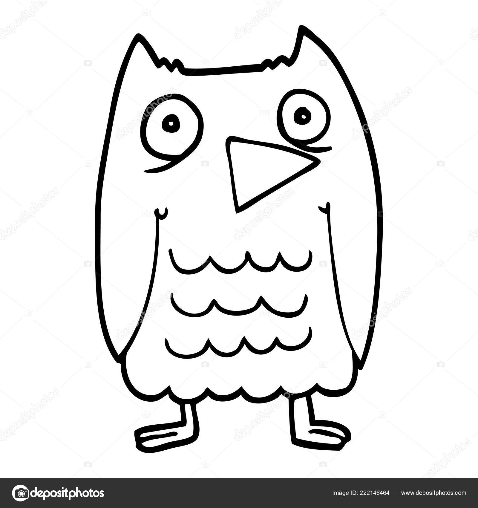 Funny Line Drawing Cartoon Owl Stock Vector Image by ©lineartestpilot ...