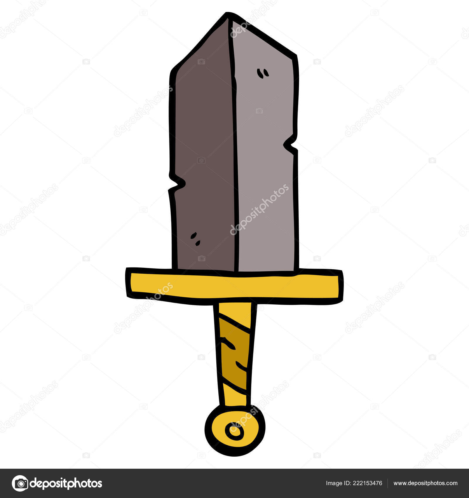 Cartoon Doodle Dagger Flat Icon Vector Illustration Stock Vector Image ...